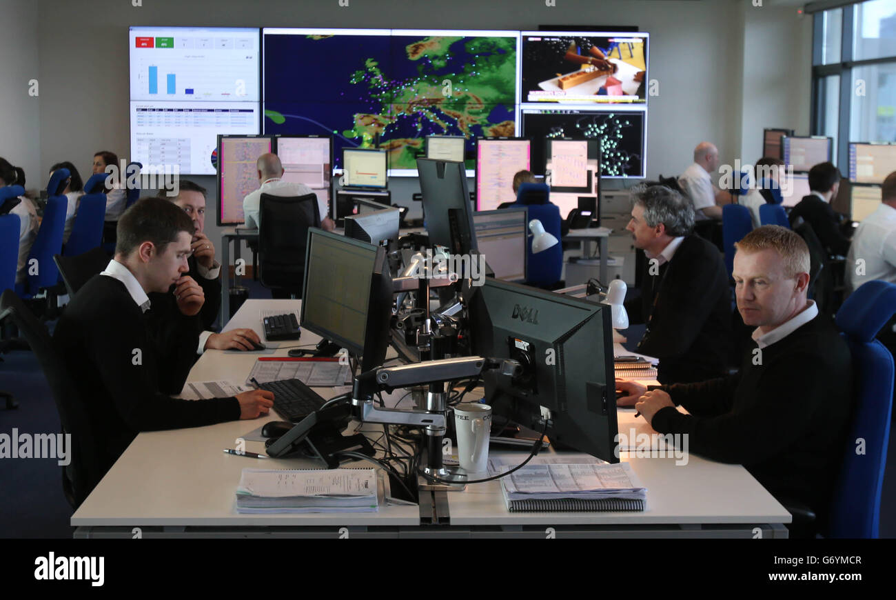People at work in the Operations room at the new Ryanair offices in ...