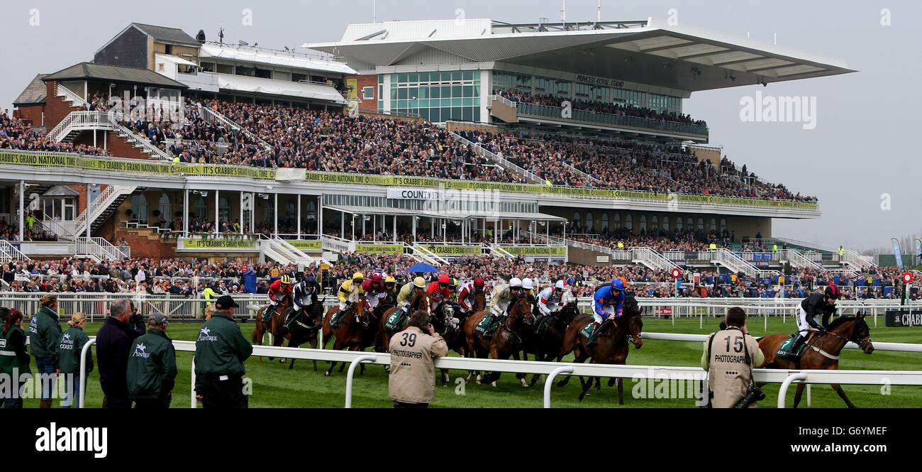 The horses run the rail in the first race Injured Jockeys Fund 50th ...