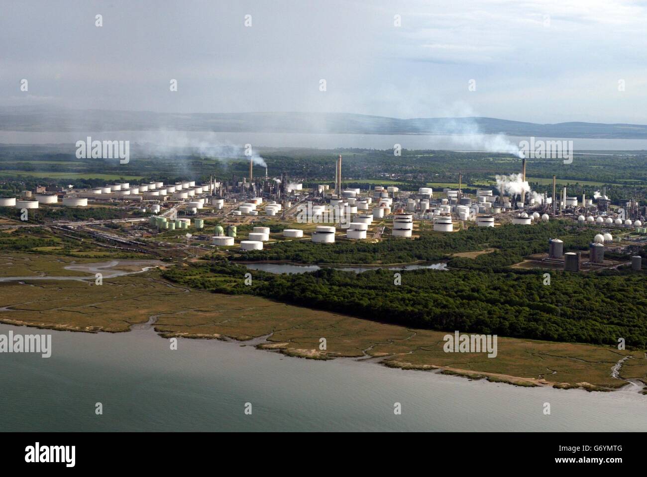 Aerial view of the oil refinery at Fawley near Southampton Stock Photo ...