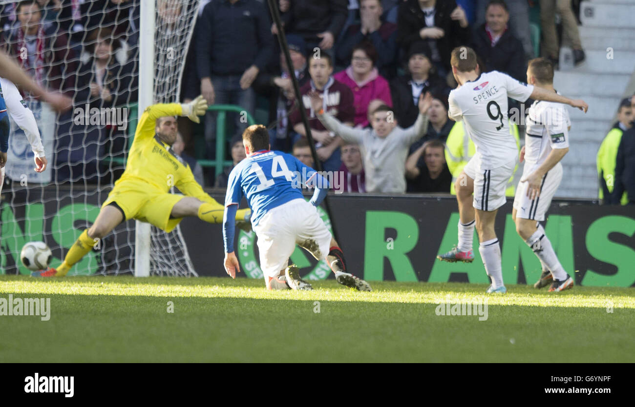 Raith Rovers John Baird scores their goal during the Ramsdens Cup Final ...