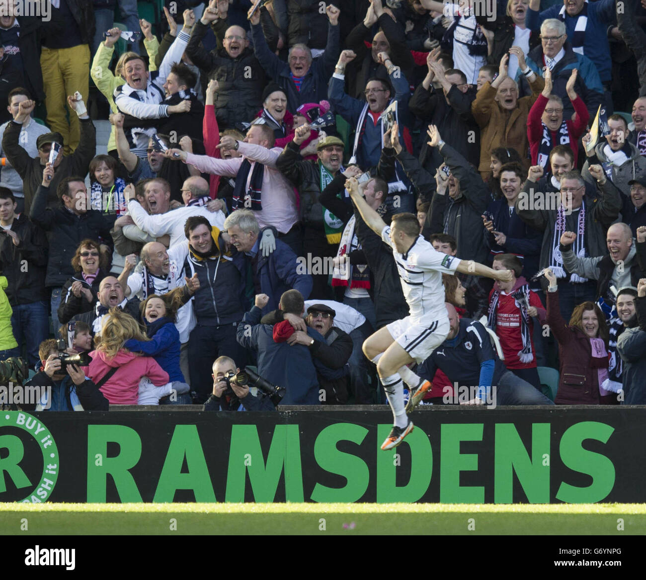 Raith Rovers John Baird celebrates scoring during the Ramsdens Cup ...