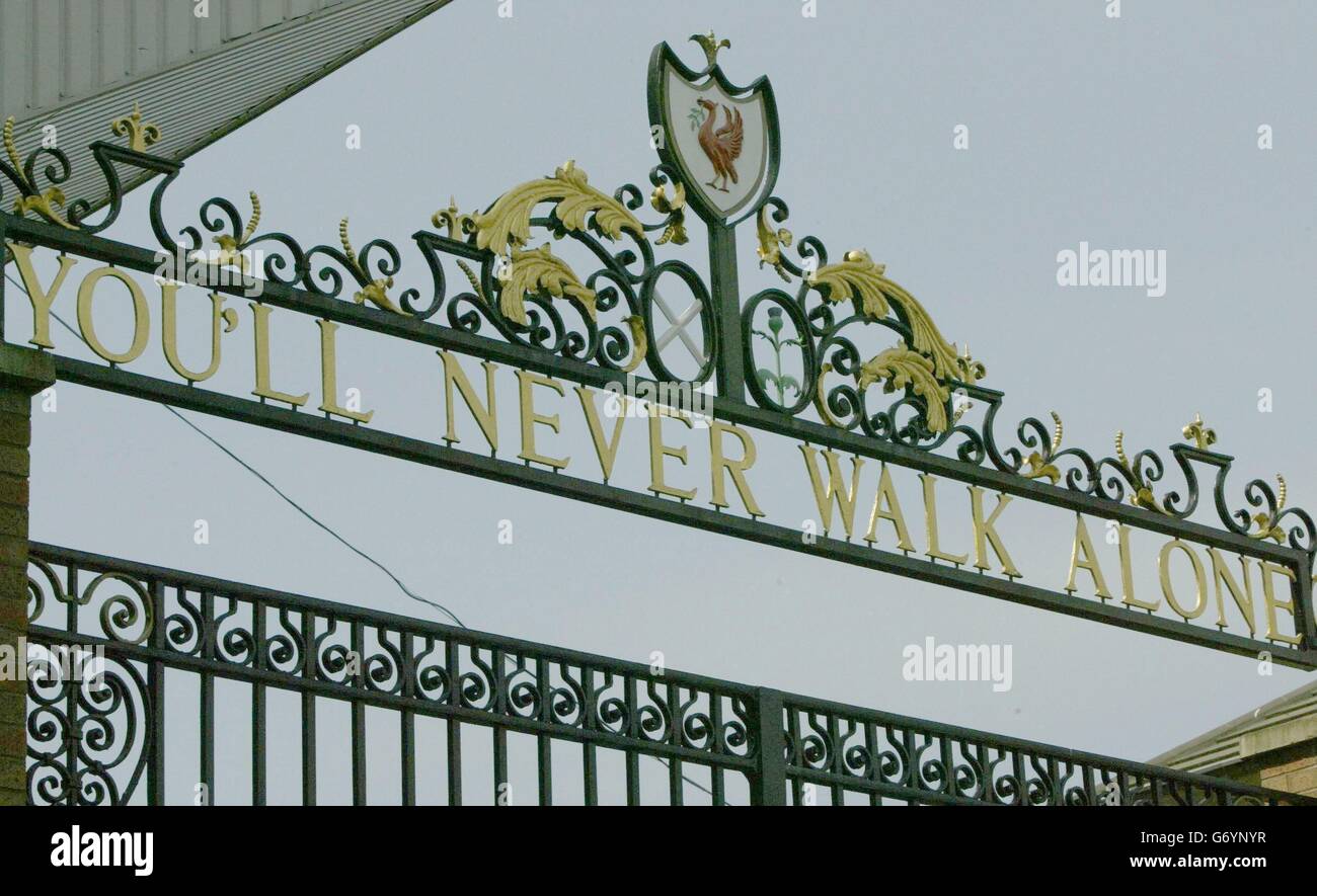 The famous Shankly gates outside Liverpool Football Club's Anfield ...