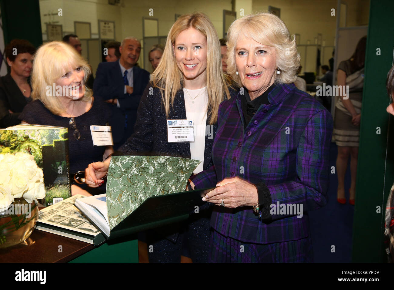 The Duchess of Cornwall meets Pat Lomax (left) and Amanda Harris during ...