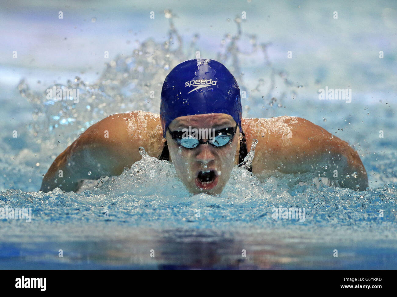 Jemma Lowe competes in the Womens Open 100m Butterfly heat 5 during the ...