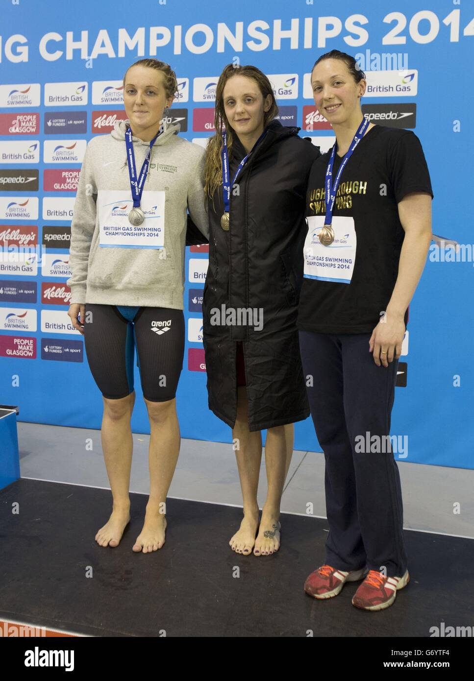Francesca Halsall (centre) after winning Womens open 50m Freestyle with ...