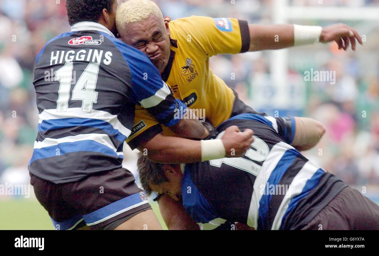 Wasps trevor leota crashes into baths andrew higgins robbie fleck hi ...