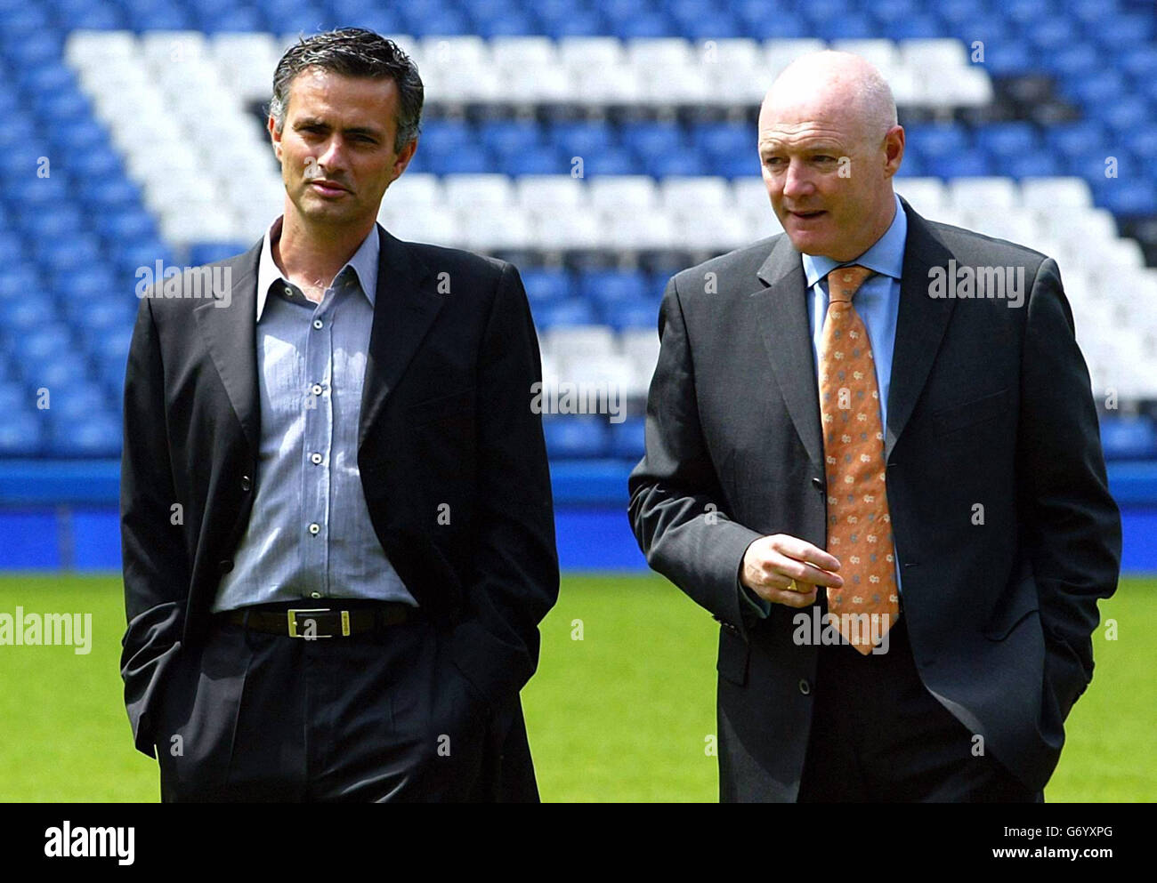 Jose Mourinho (left) and Chief Executive Peter Kenyon at Chelsea's ...