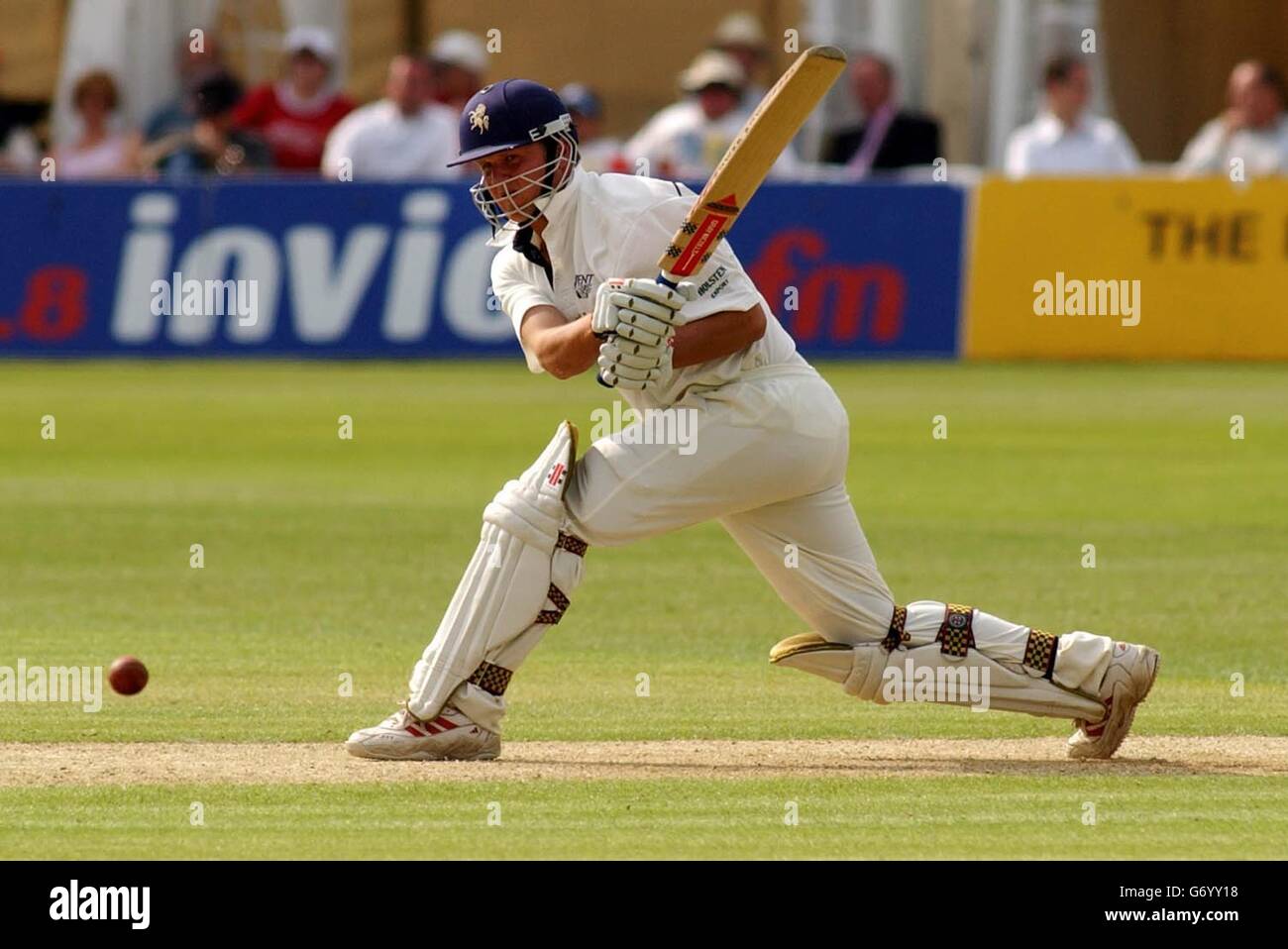 Kent's Rob Key sweeps the ball to the boundary during the first day of ...