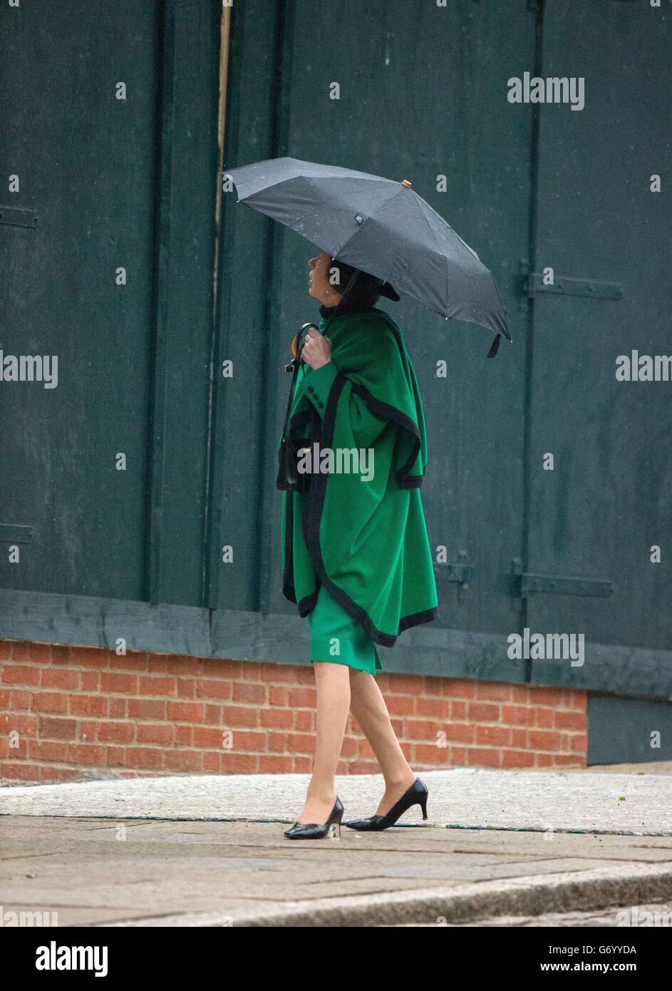 Princess Anne arrives at Windsor Castle in Berkshire for the Easter ...