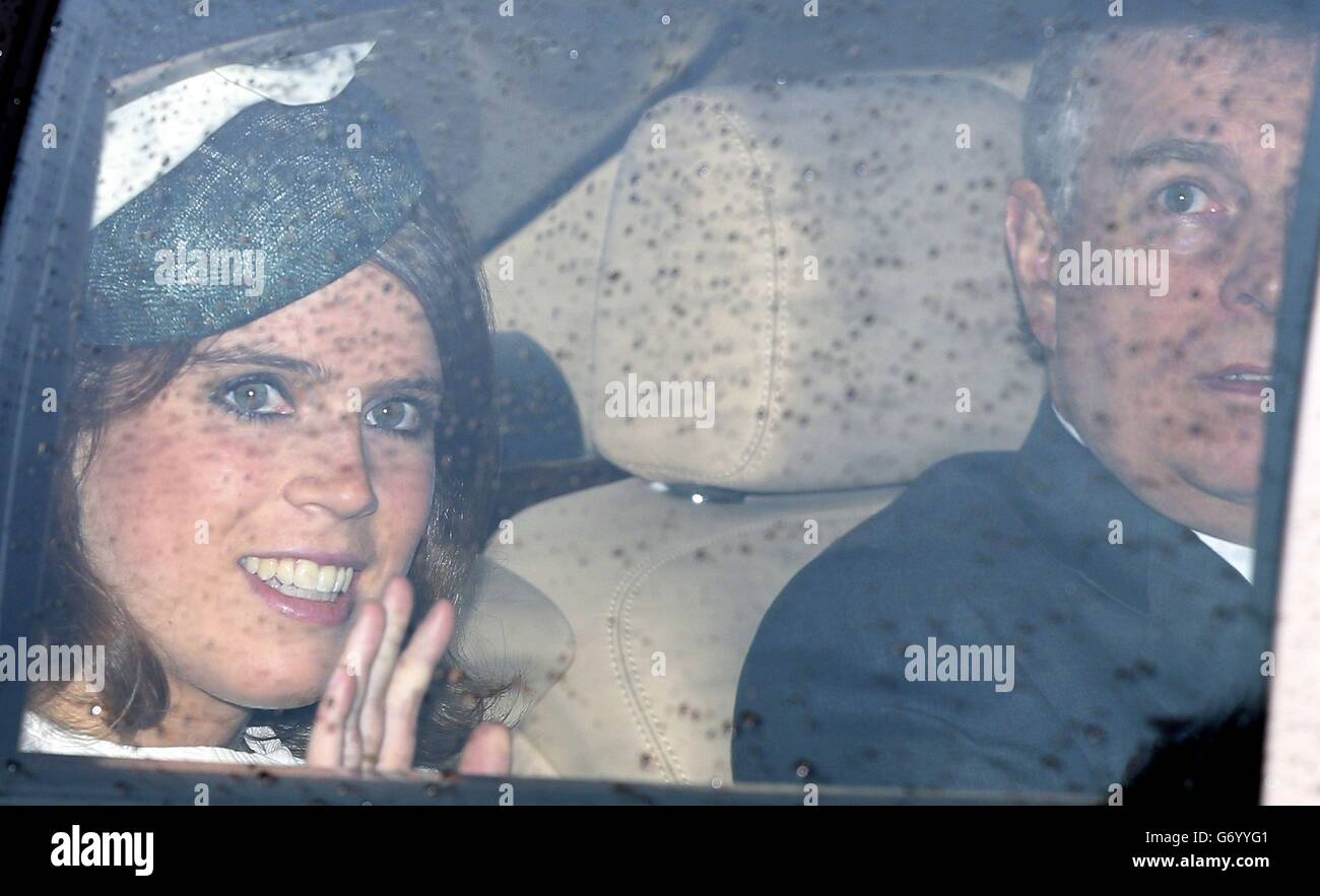Britain's Princess Beatrice and her father Prince Andrew leave Windsor ...