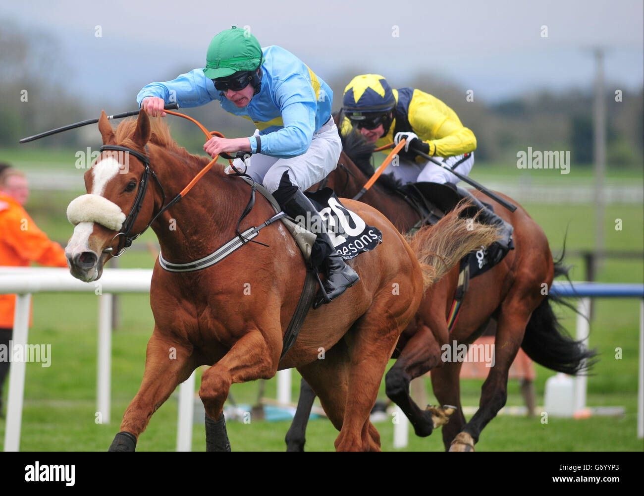 Jockey David Splaine (left) rides Pivot Bridge to victory in the ...