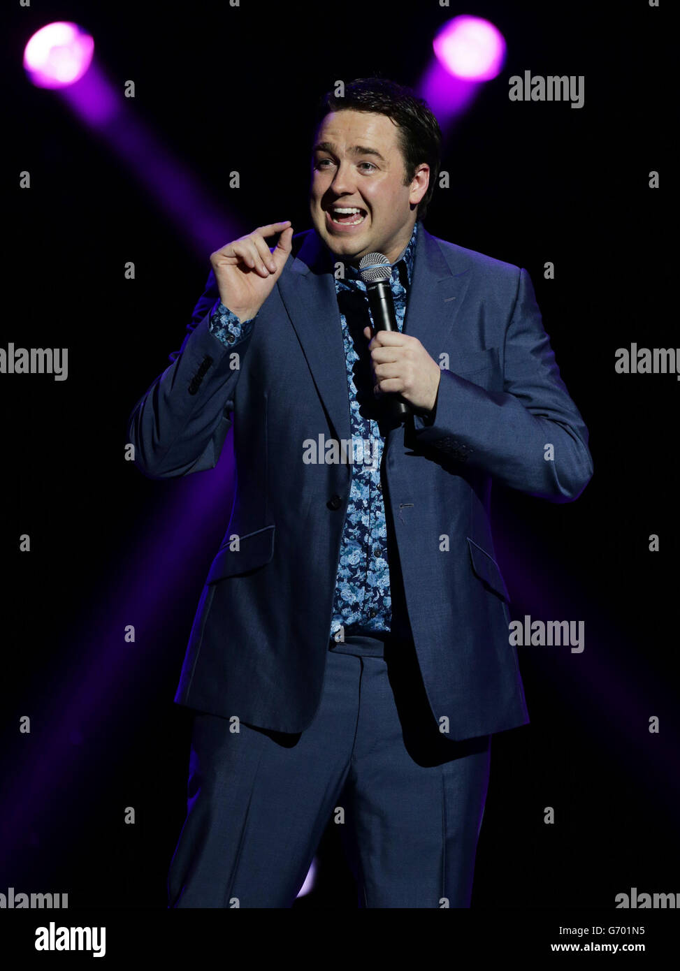 Jason Manford performing on stage during the Teenage Cancer Trust ...