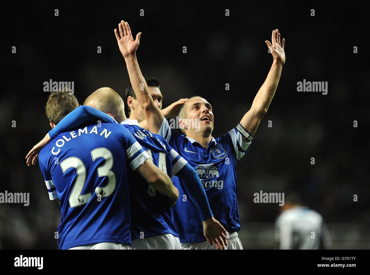 Everton's Leon Osman celebrates scoring his side's third goal Stock ...
