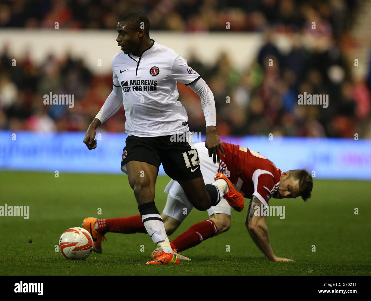 Nottingham Forest's Jamie Mackie and Charlton Athletic's Jonathan Obika ...