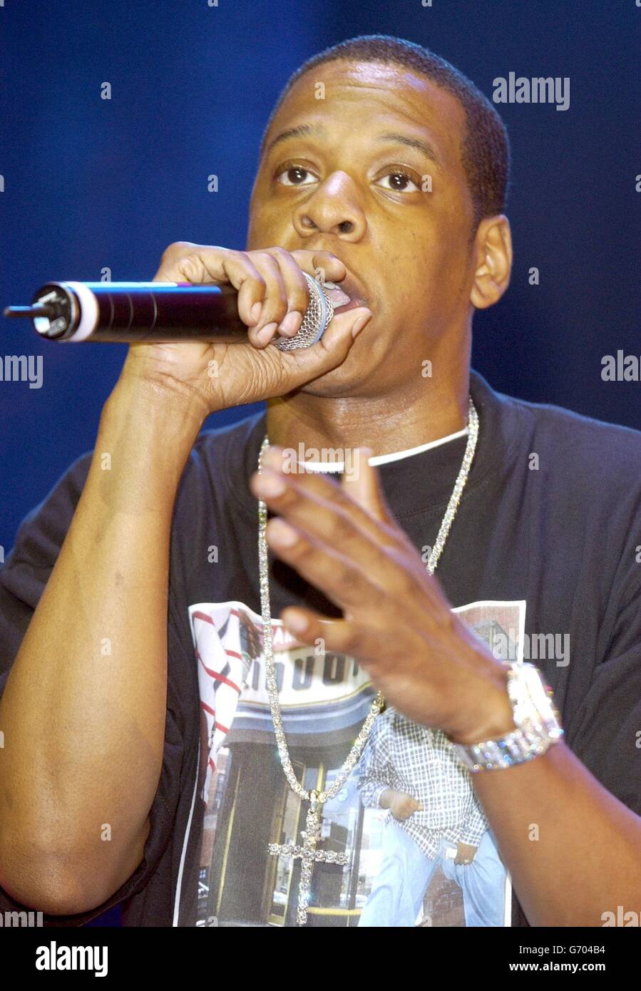 Celebrity performing on stage 1 2 half length jay z hi-res stock ...