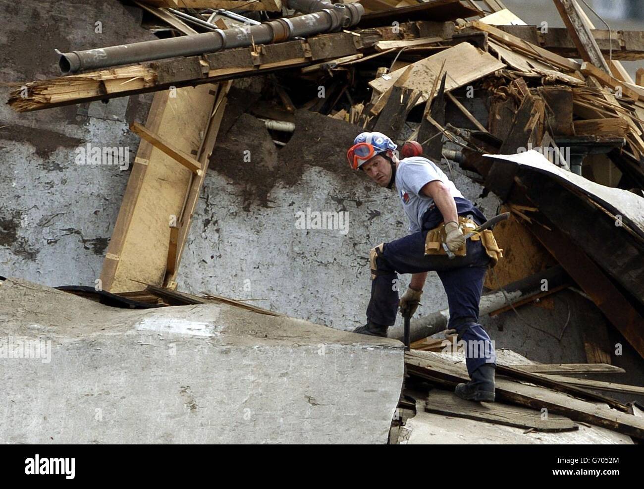After an explosion ripped through the building hi-res stock photography ...