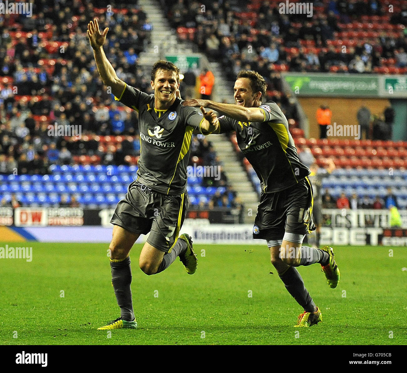 Leicester City's Dean Hammond (left) celebrates with Andy King after ...