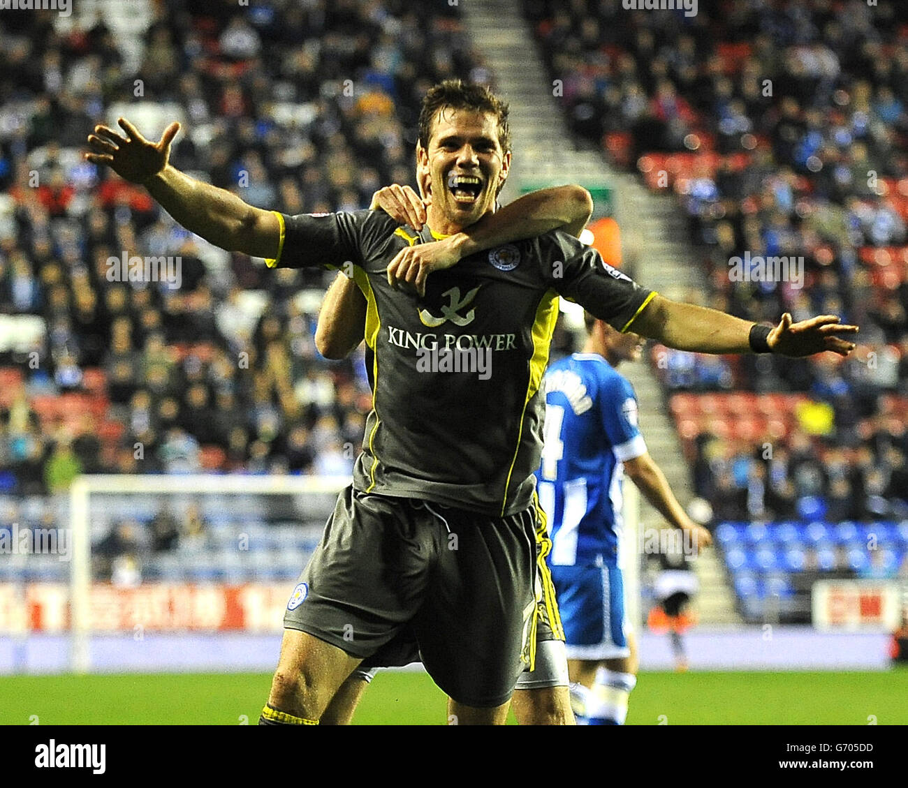 Leicester City's Dean Hammond (front) celebrates with Andy King (rear ...