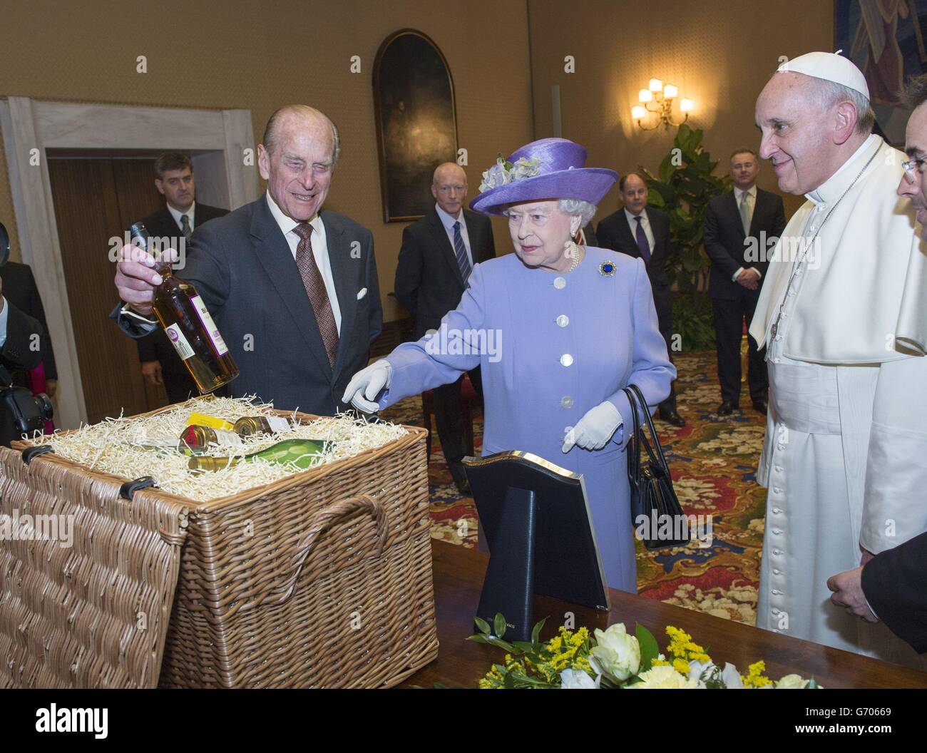Queen Elizabeth II with Pope Francis as they meet at the Vatican, as ...