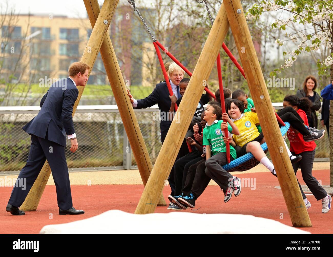 Harry and mayor visit Olympic Park Stock Photo - Alamy