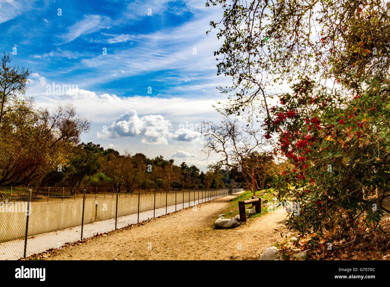The concrete channel that contains the Arroyo Seco waterway in Pasadena ...