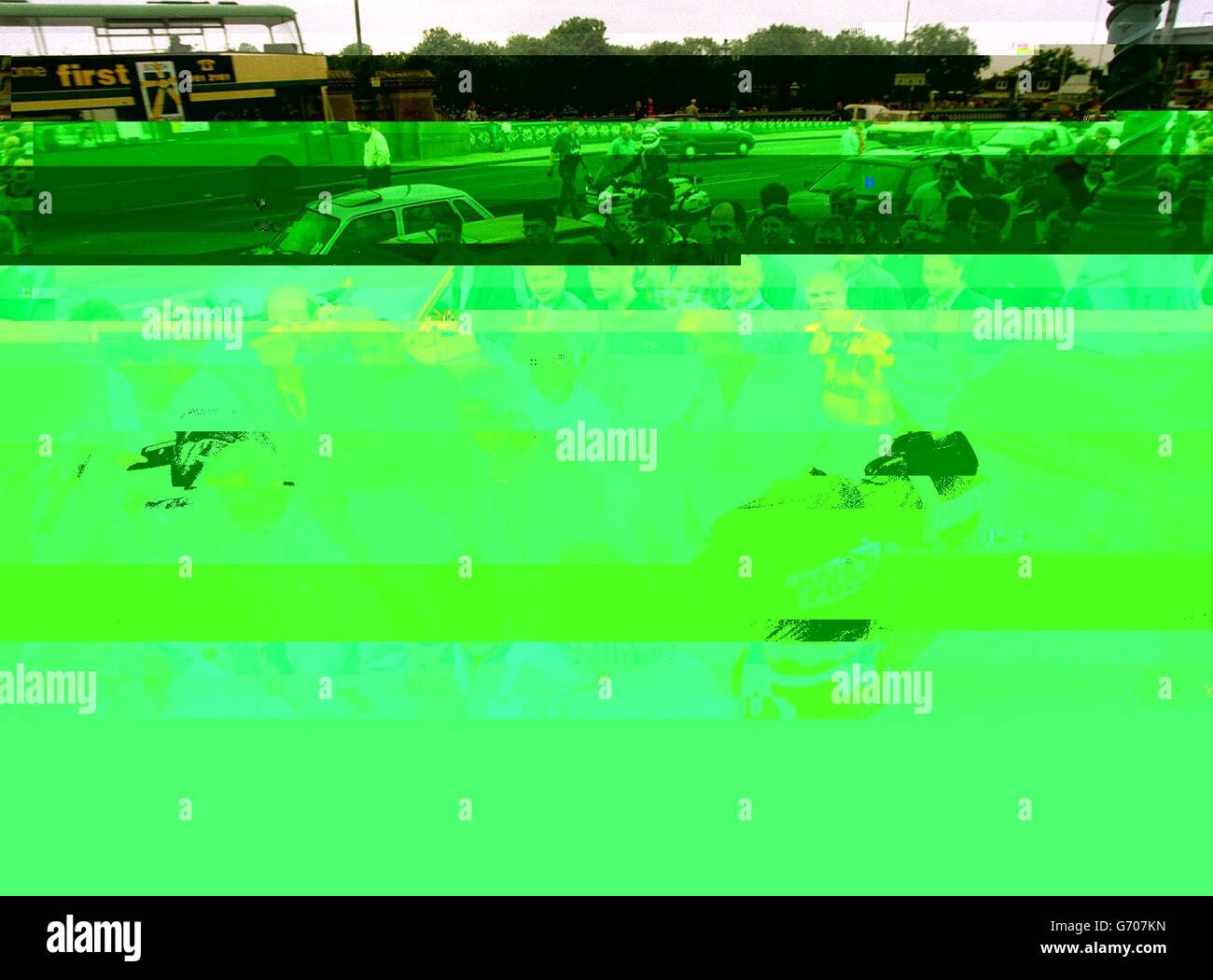 Police at football matches monitoring crowds in Nottingham Stock Photo ...