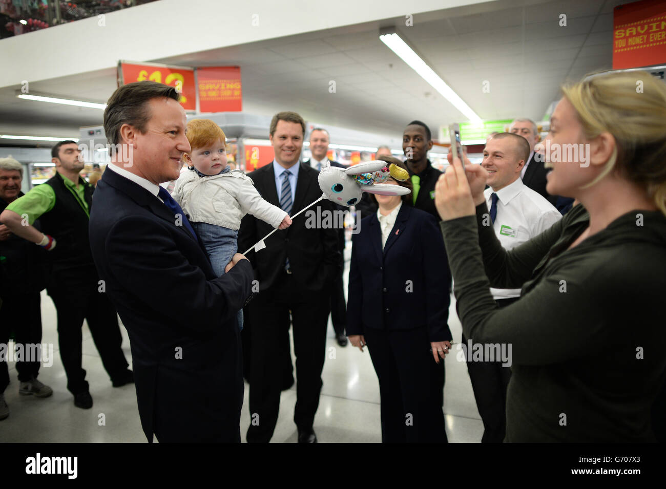 Prime Minister David Cameron meets staff and shoppers including Tara ...