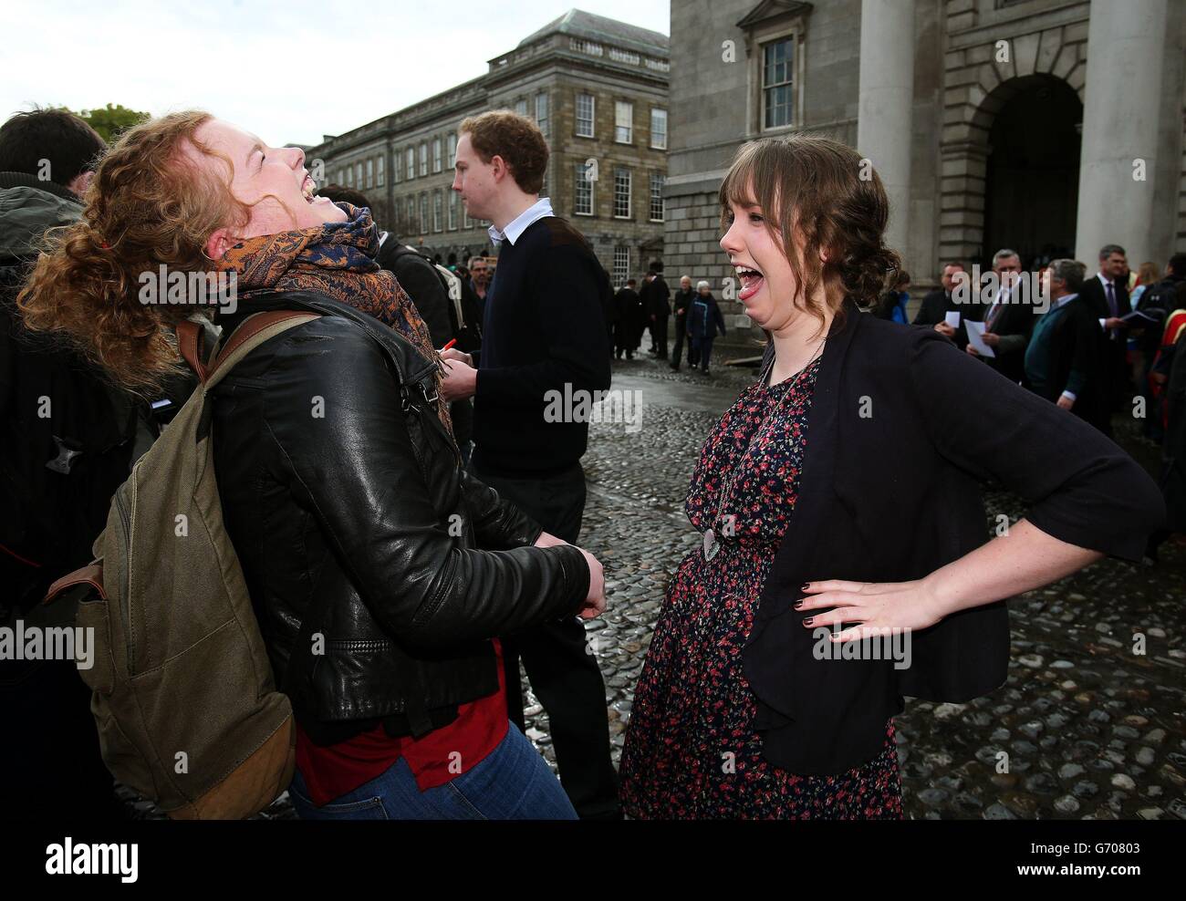 Brigid Francis-Devine, from Cork, (right) celebrates with fellow ...