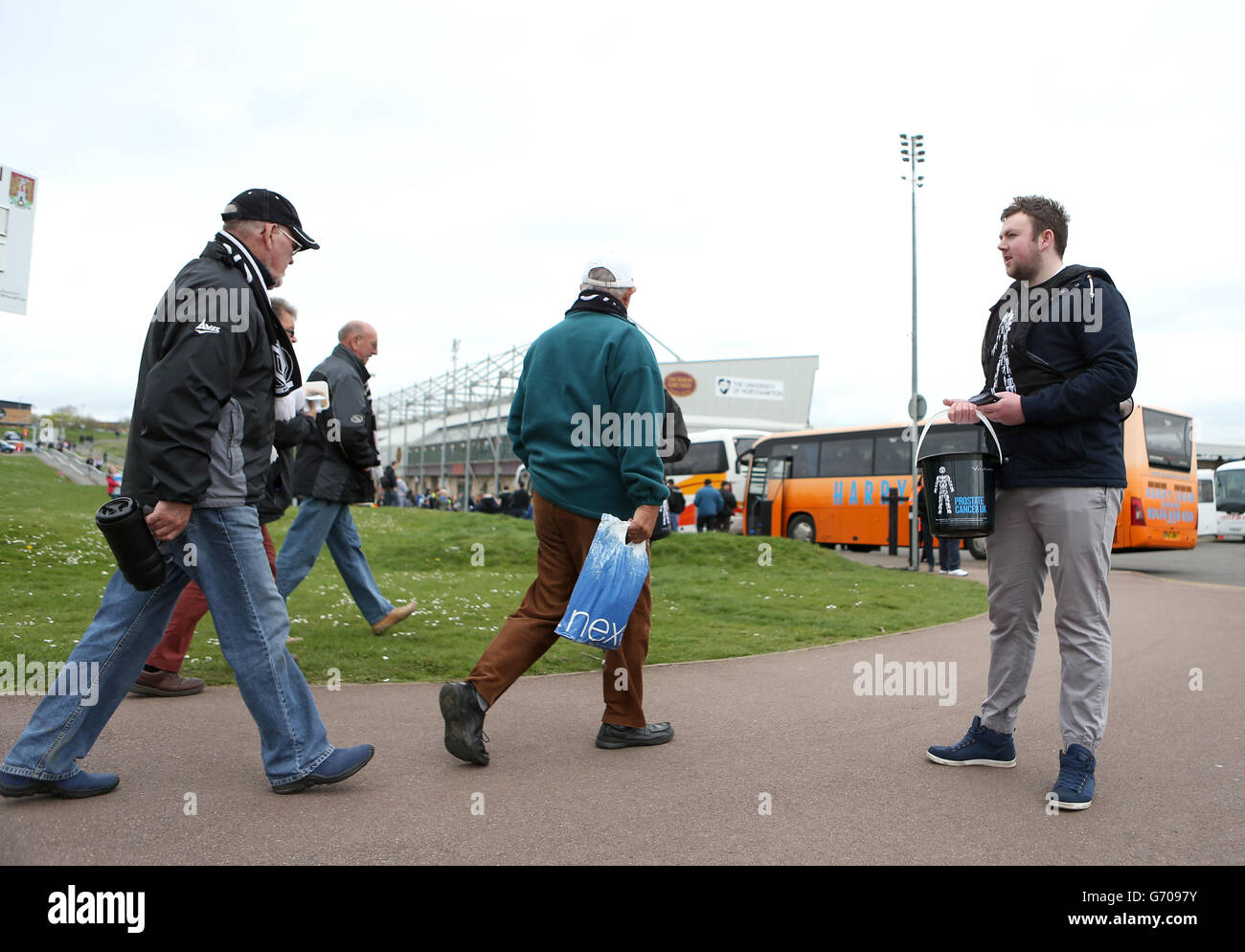 Prostate Cancer UK bucket collectors outside the ground prior to kick ...