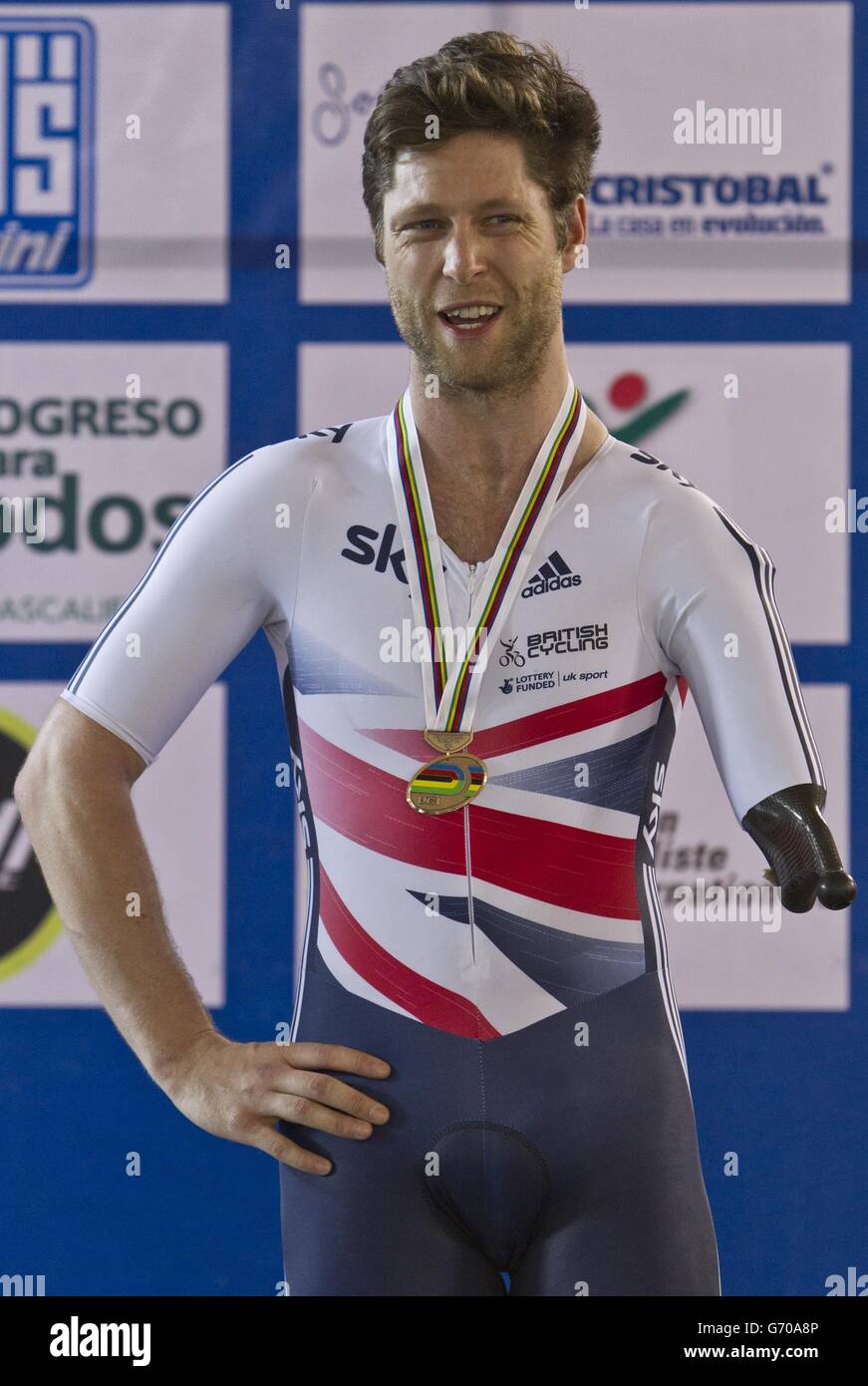 Jon-Allan Butterworth with his bronze medal during day two of the UCI ...