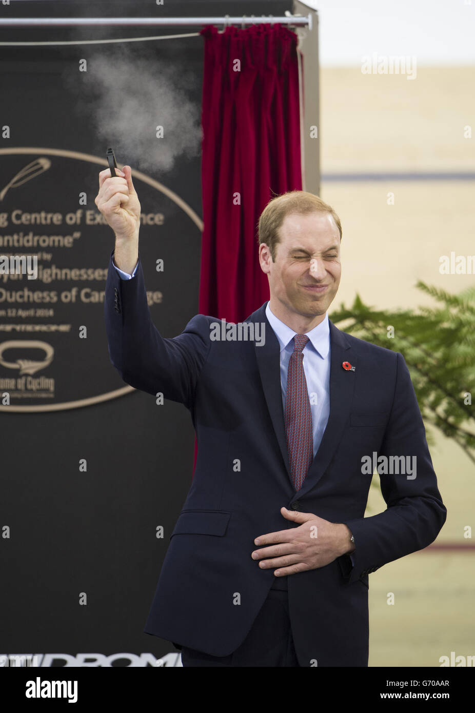 The Duke of Cambridge uses a starting gun to start a race as the Duke ...