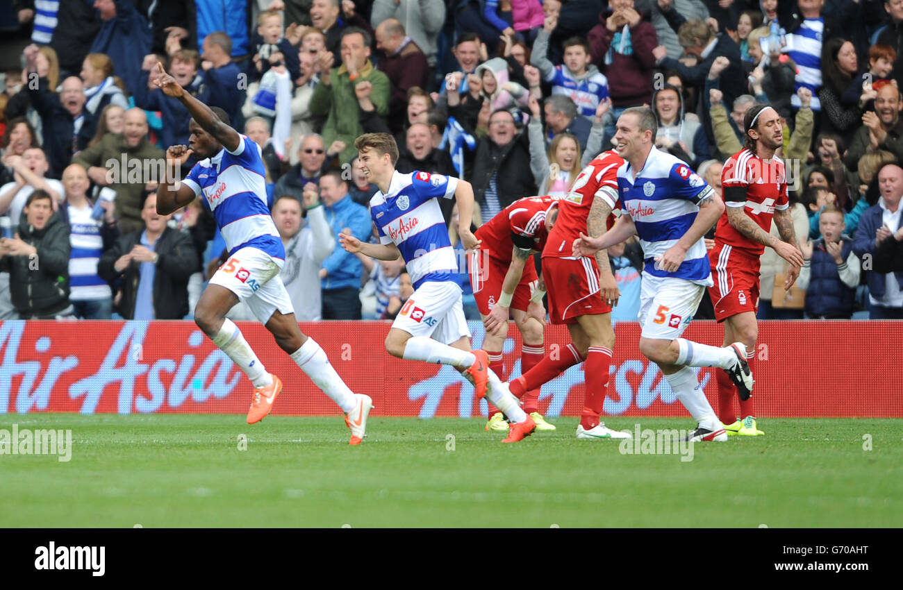 Queens Park Rangers' Nedum Onuoha (left) celebrates scoring his side's ...