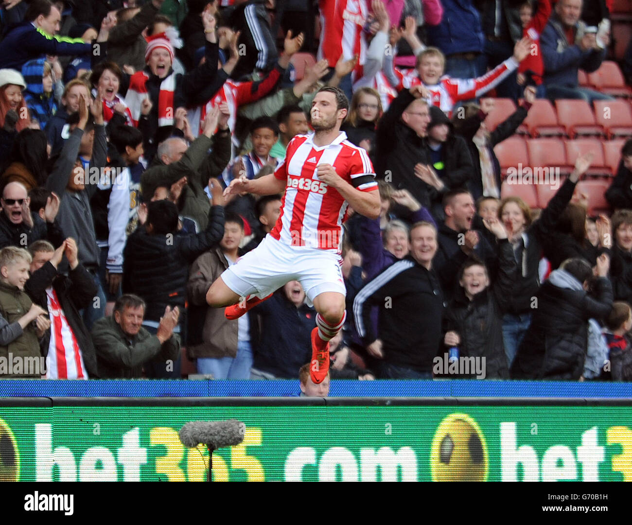 Stoke City's Erik Pieters celebrates after he scores the first goal of ...