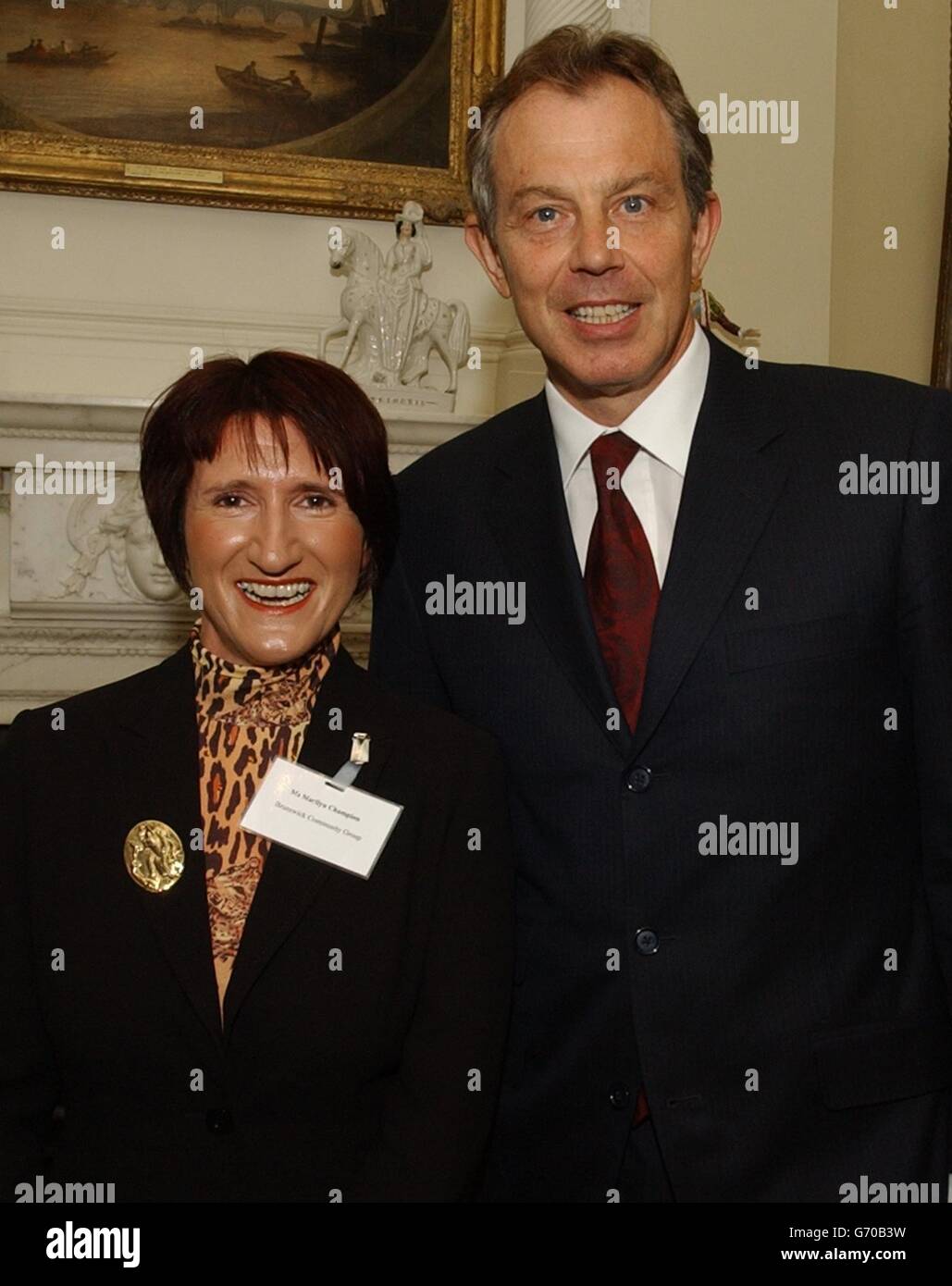Prime Minister Tony Blair meets Marilyn Champion at a reception for ...