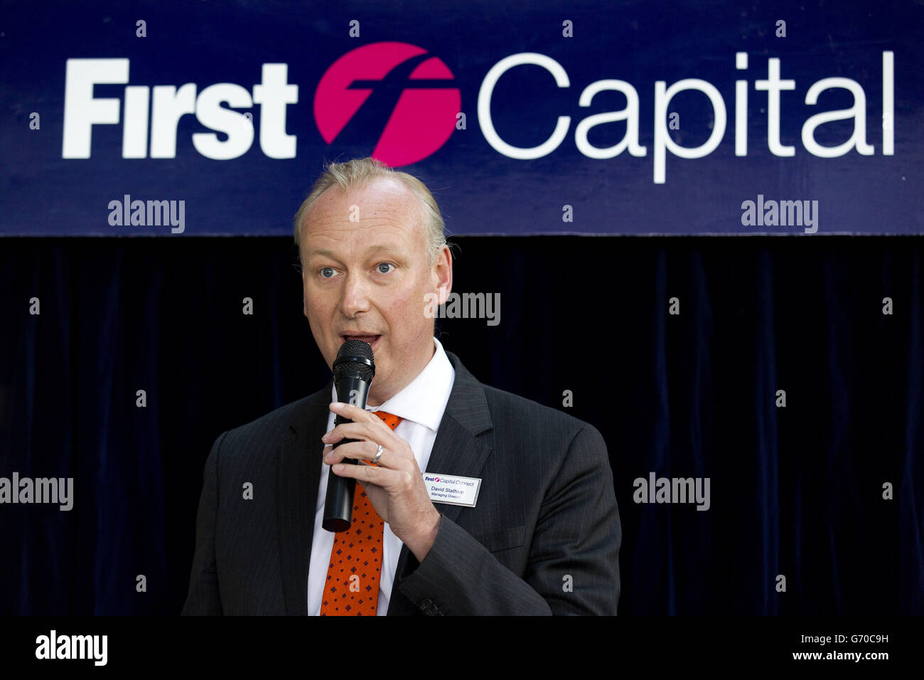 Managing director David Statham speaks at London Blackfriars station ...