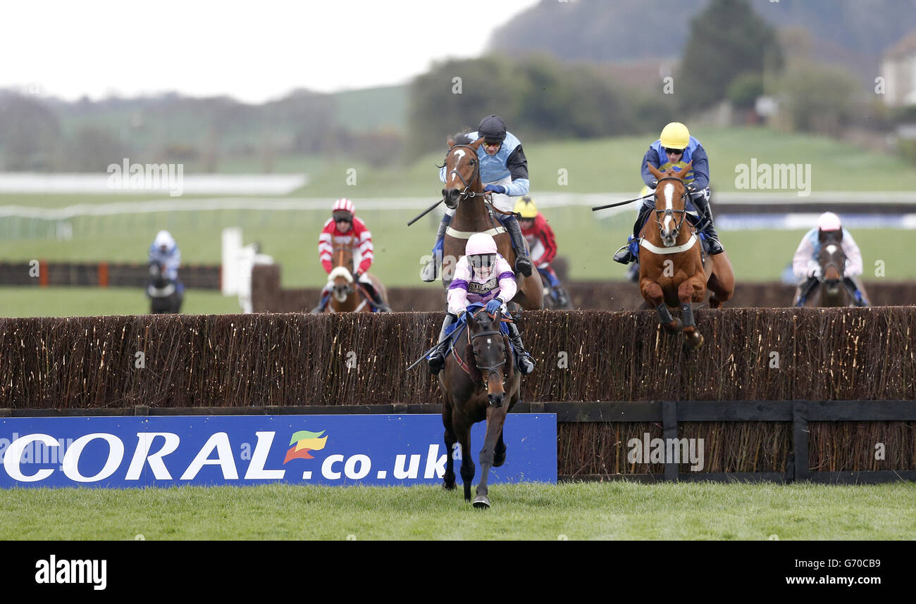 Horses in action during The Hillhouse Quarry Handicap Steeple Chase ...