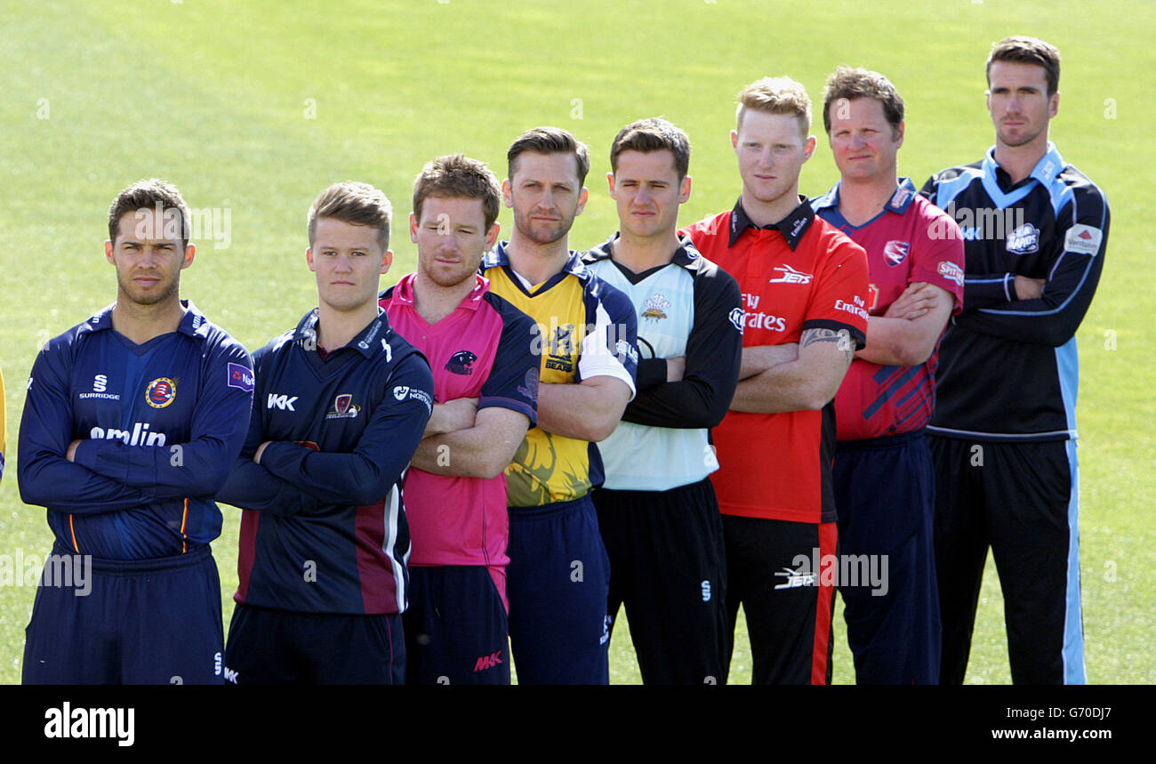 (left to right) Essex's Greg Smith, Northamptonshire's Ben Duckett ...