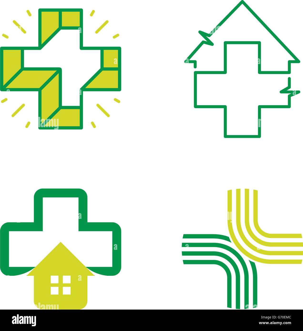 Abstract vector cross logos collection. Unusual isolated logo set Stock ...