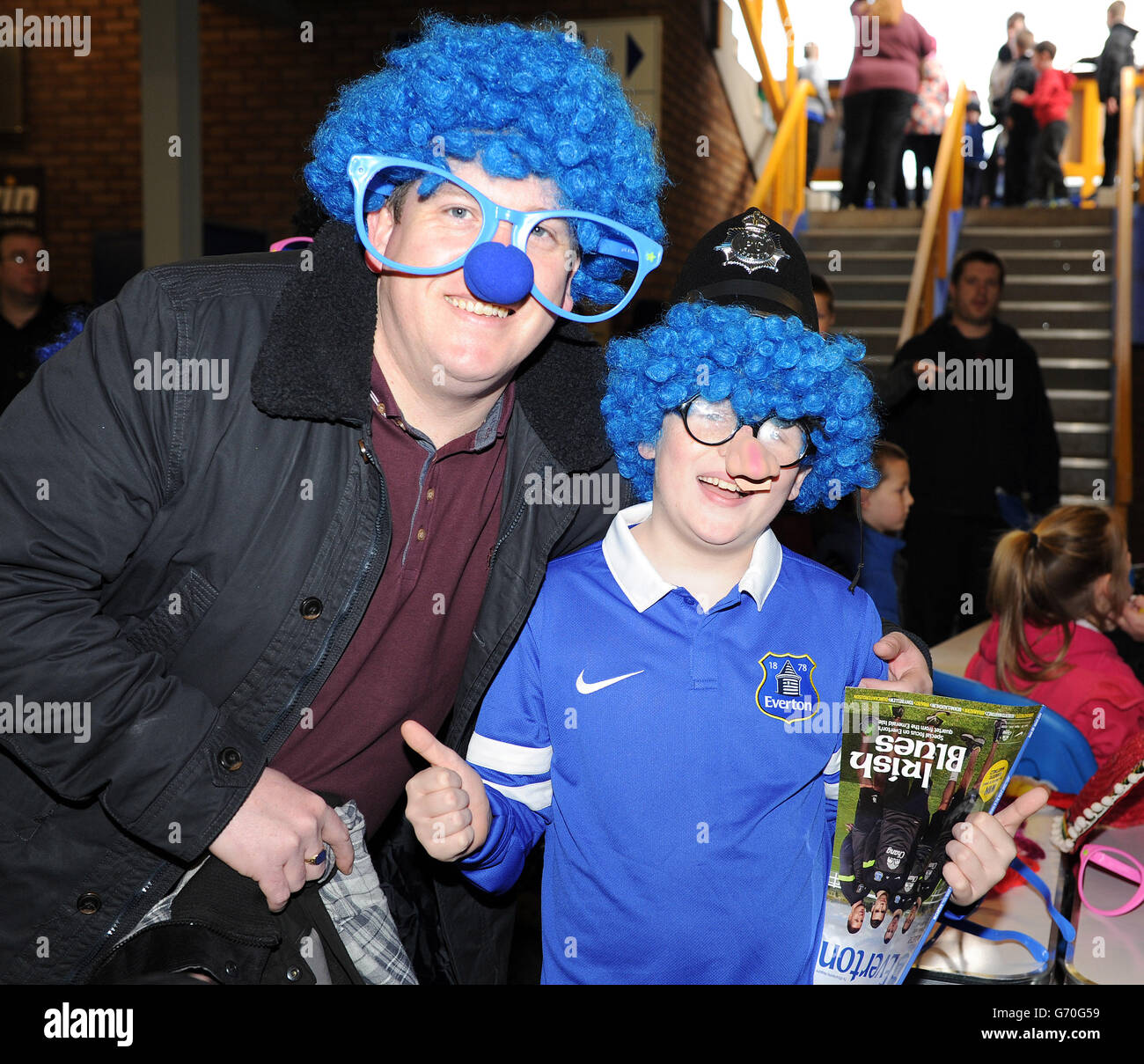 Everton fans take part in events in the fan zone at Goodison Park ...