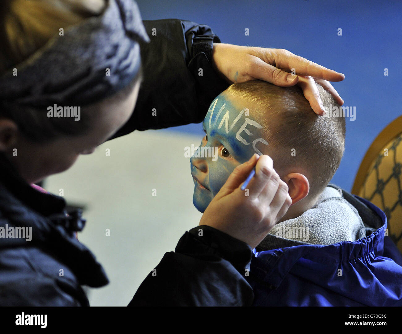Everton fans take part in events in the fan zone at Goodison Park ...