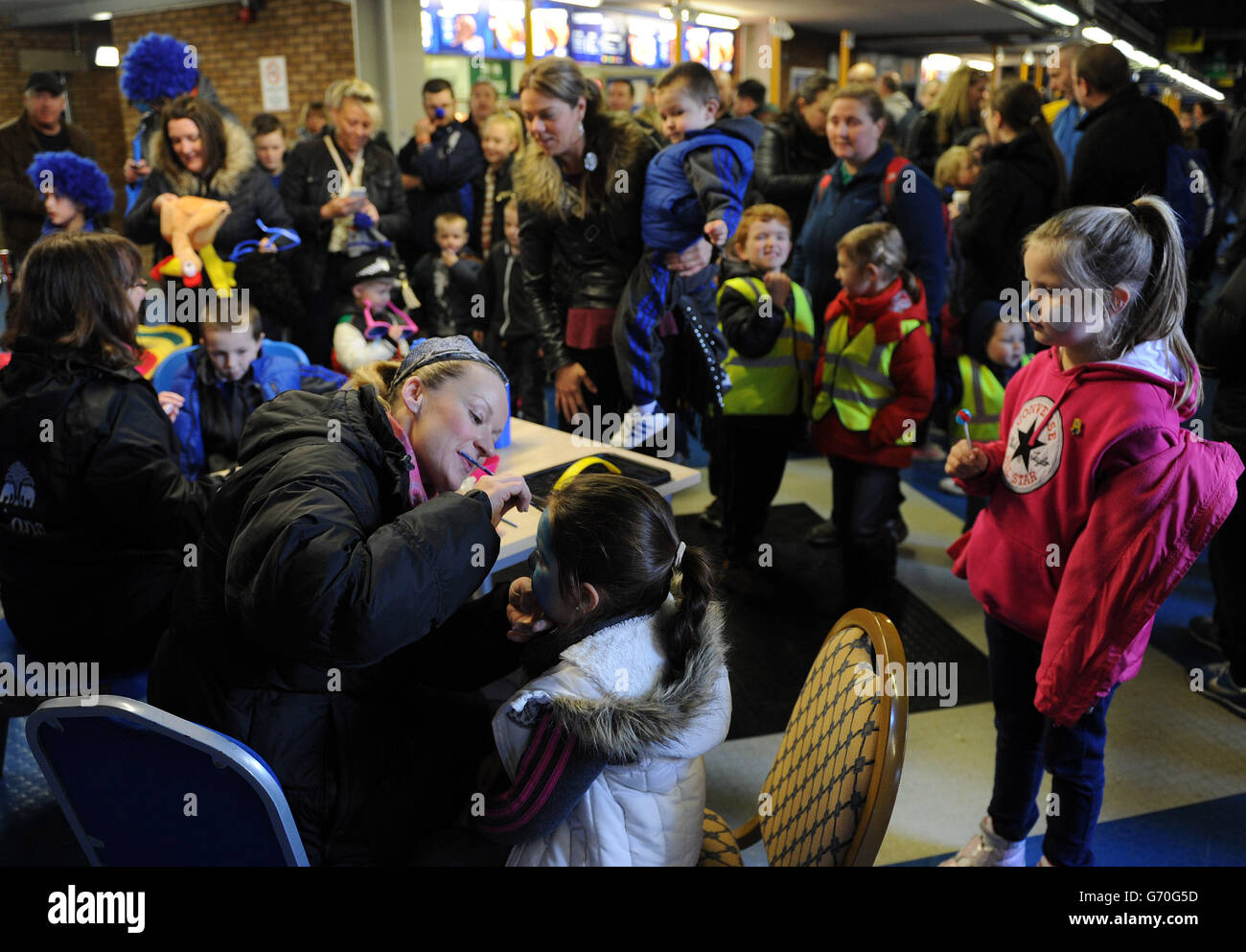 Everton fans take part in events in the fan zone at Goodison Park ...