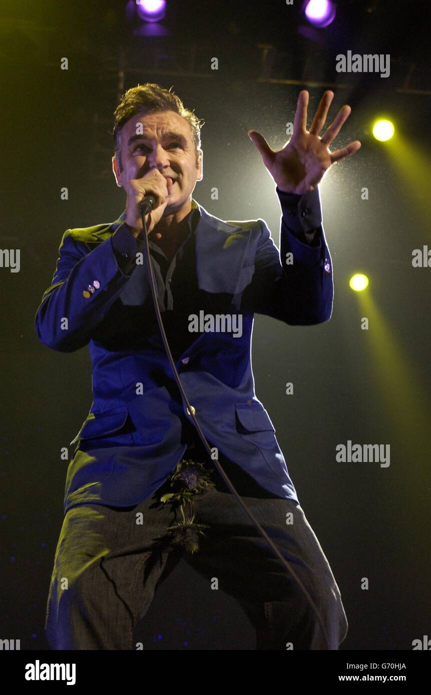 Morrissey performs on stage during a one-off gig to promote his new ...
