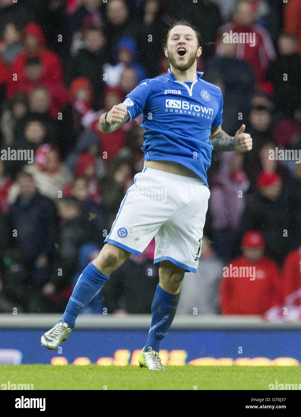 St Johnstone's Stevie May celebrates during the William Hill Scottish ...