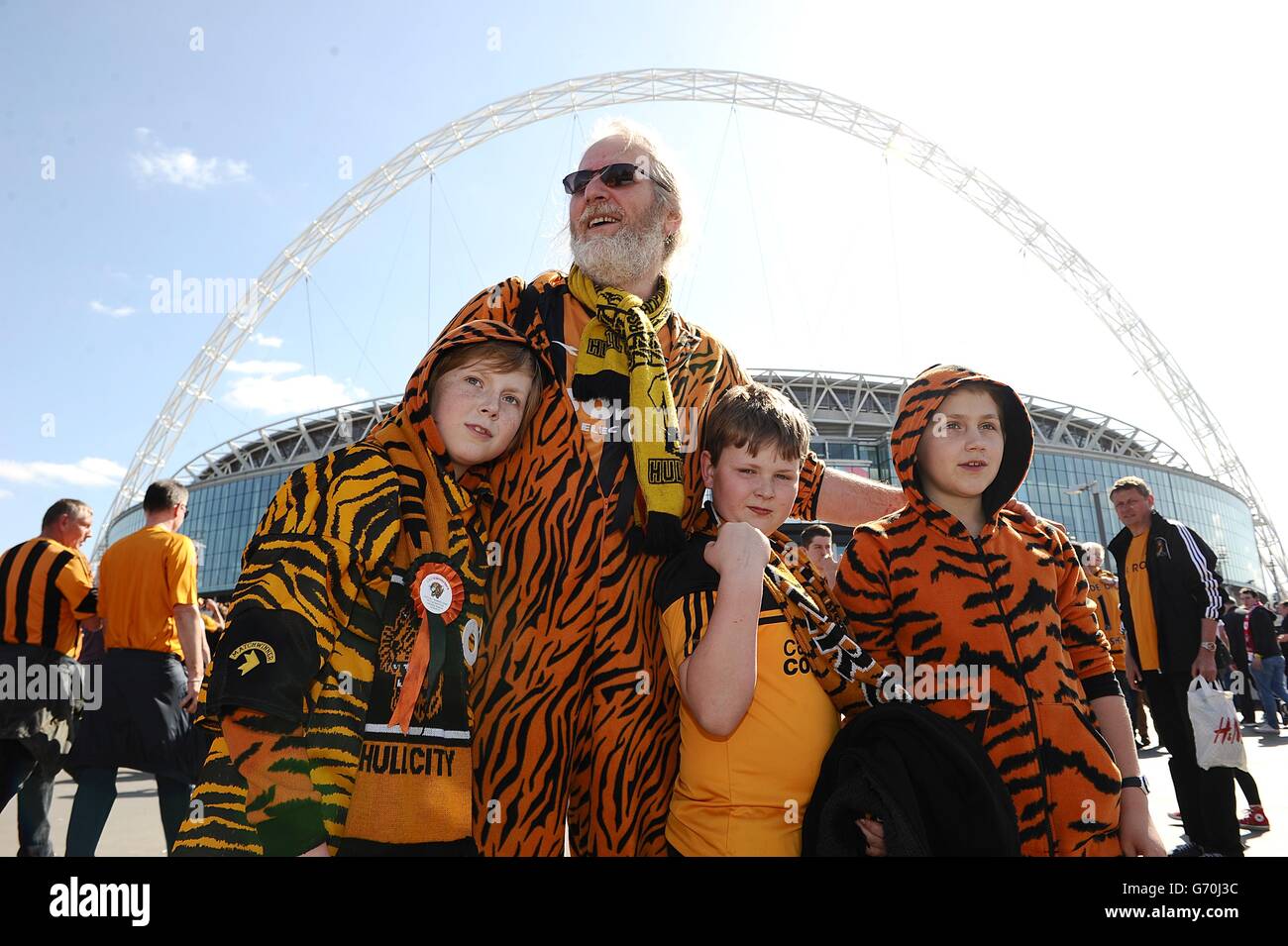 Hull City fans show their support outside Wembley before the game Stock ...