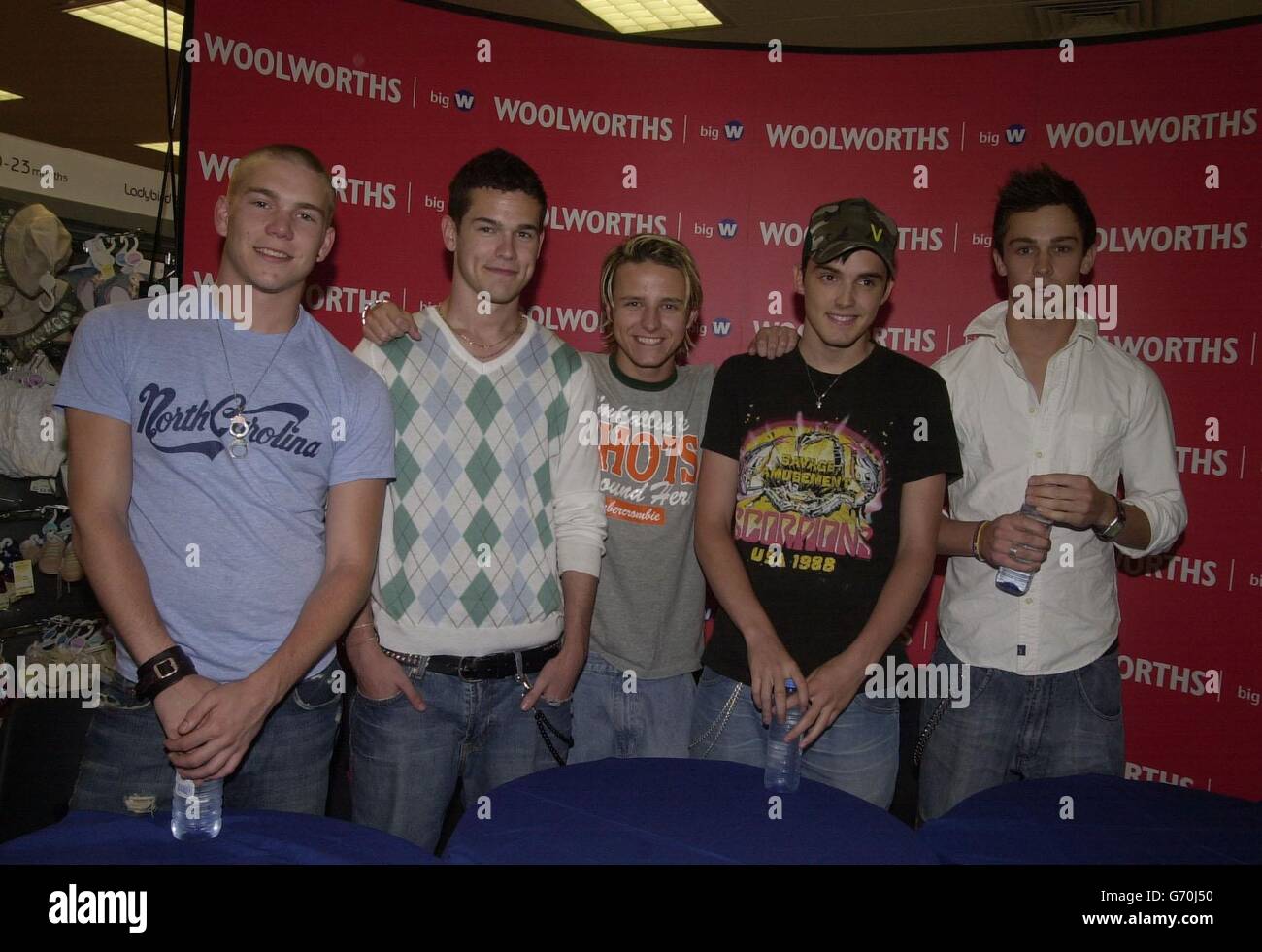 Leon mark of new boy band at signing at woolworths hi-res stock ...