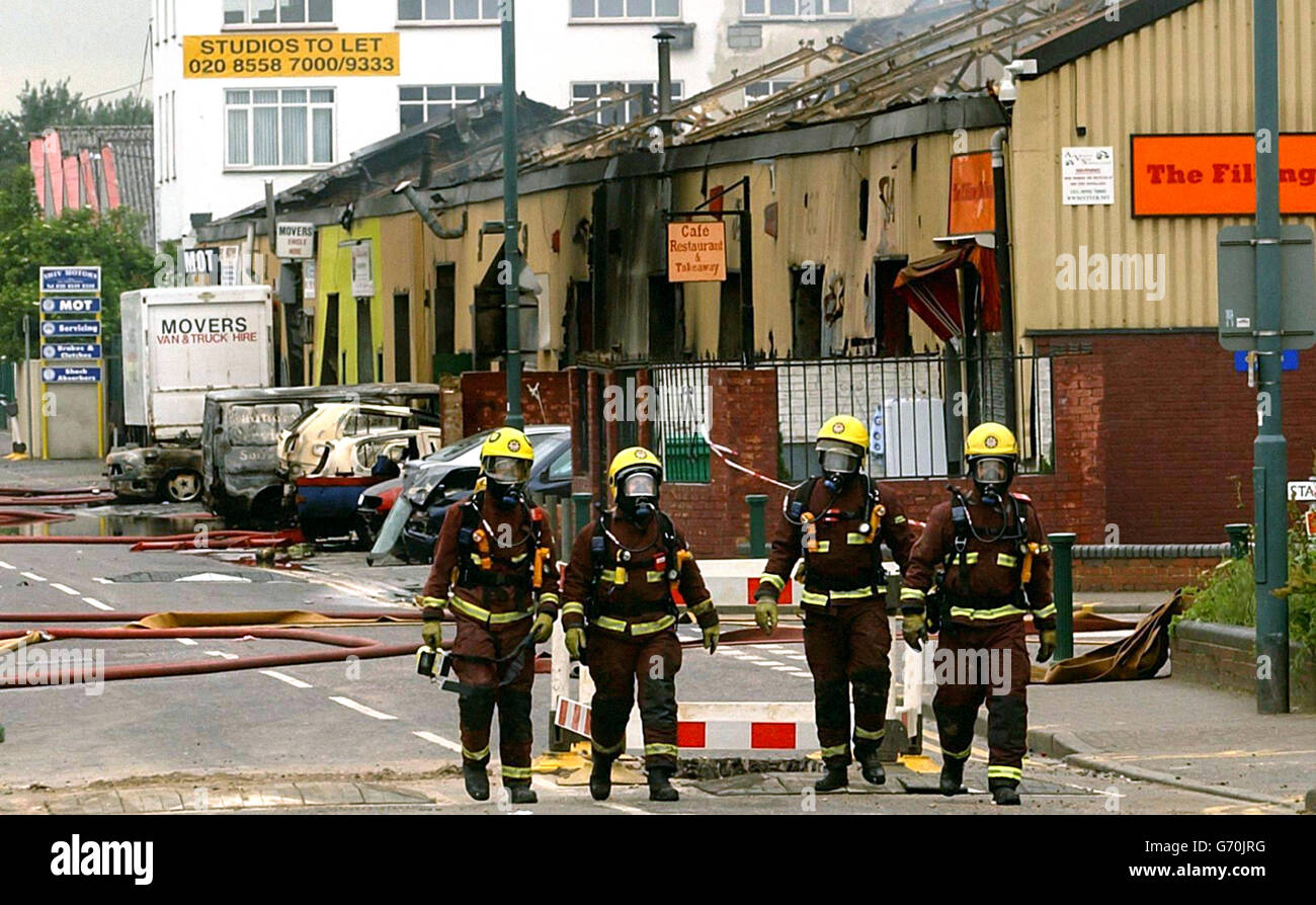 Saatchi warehouse fire Stock Photo - Alamy