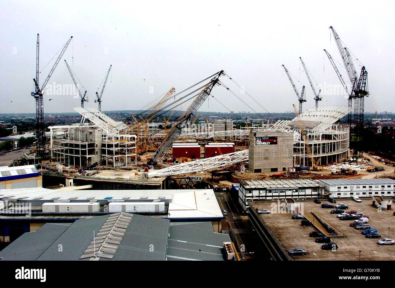 Wembley Stadium's 133 metre-high Arch begins its ascent into the London ...