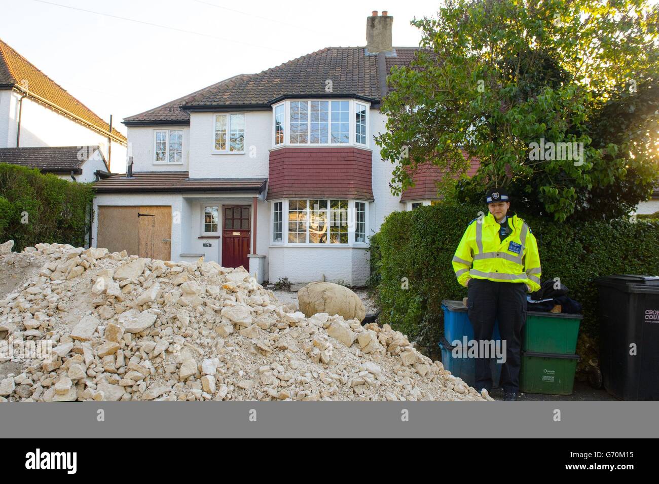 General view of a house on Riddlesdown Road, in Purley, Surrey, where ...