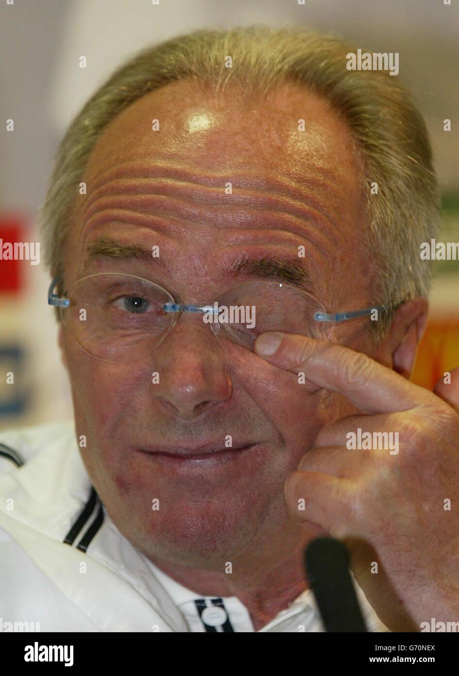 England coach Sven Goran Eriksson speaking at a press conference ...