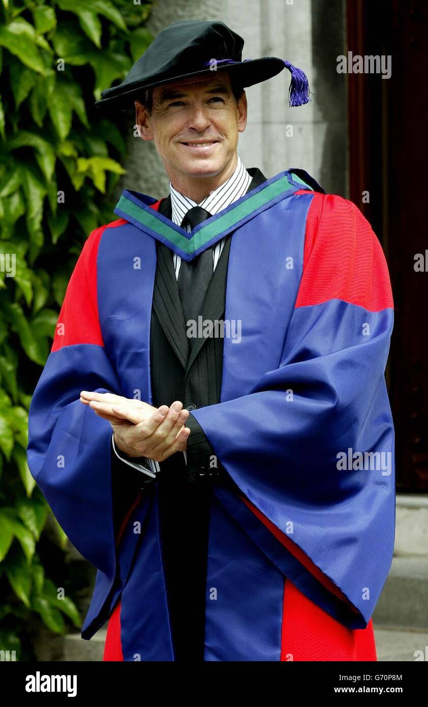 Actor Pierce Brosnan poses for photographers after receiving an honoury ...